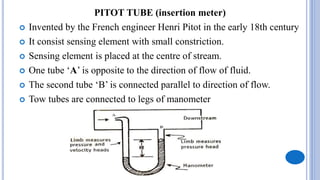 Flow of Fluids, VENTURI METER and PITOT TUBE | PPT