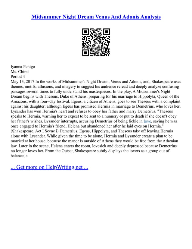 Venus And Adonis | PDF