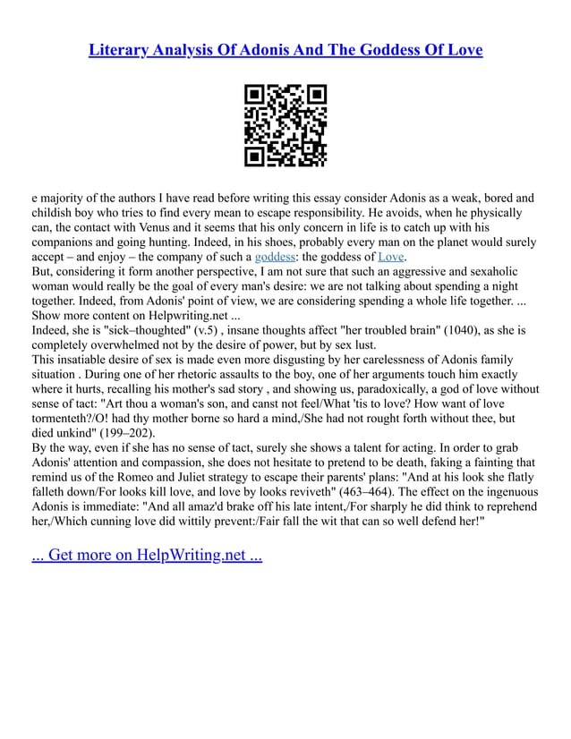 Venus And Adonis | PDF