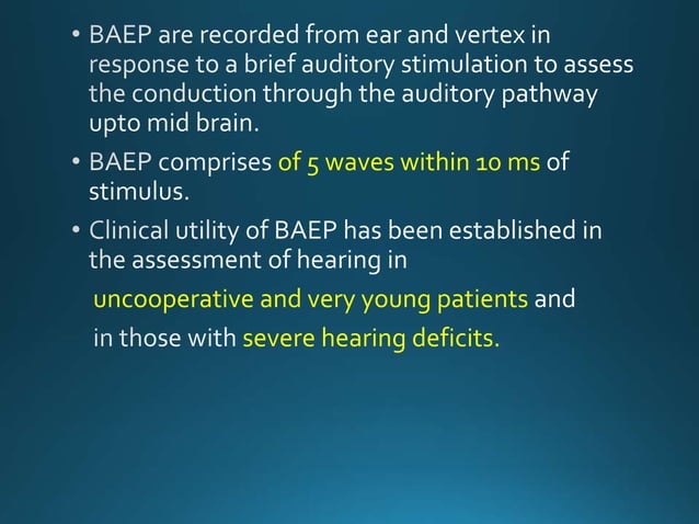 Visual evoked potential and BAER | PPTX | Eye and Vision Conditions ...