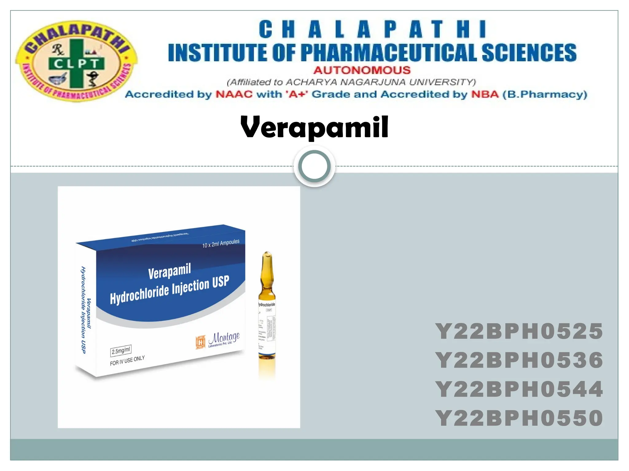 Verapamil- the first line drug of arrthymias | PPTX
