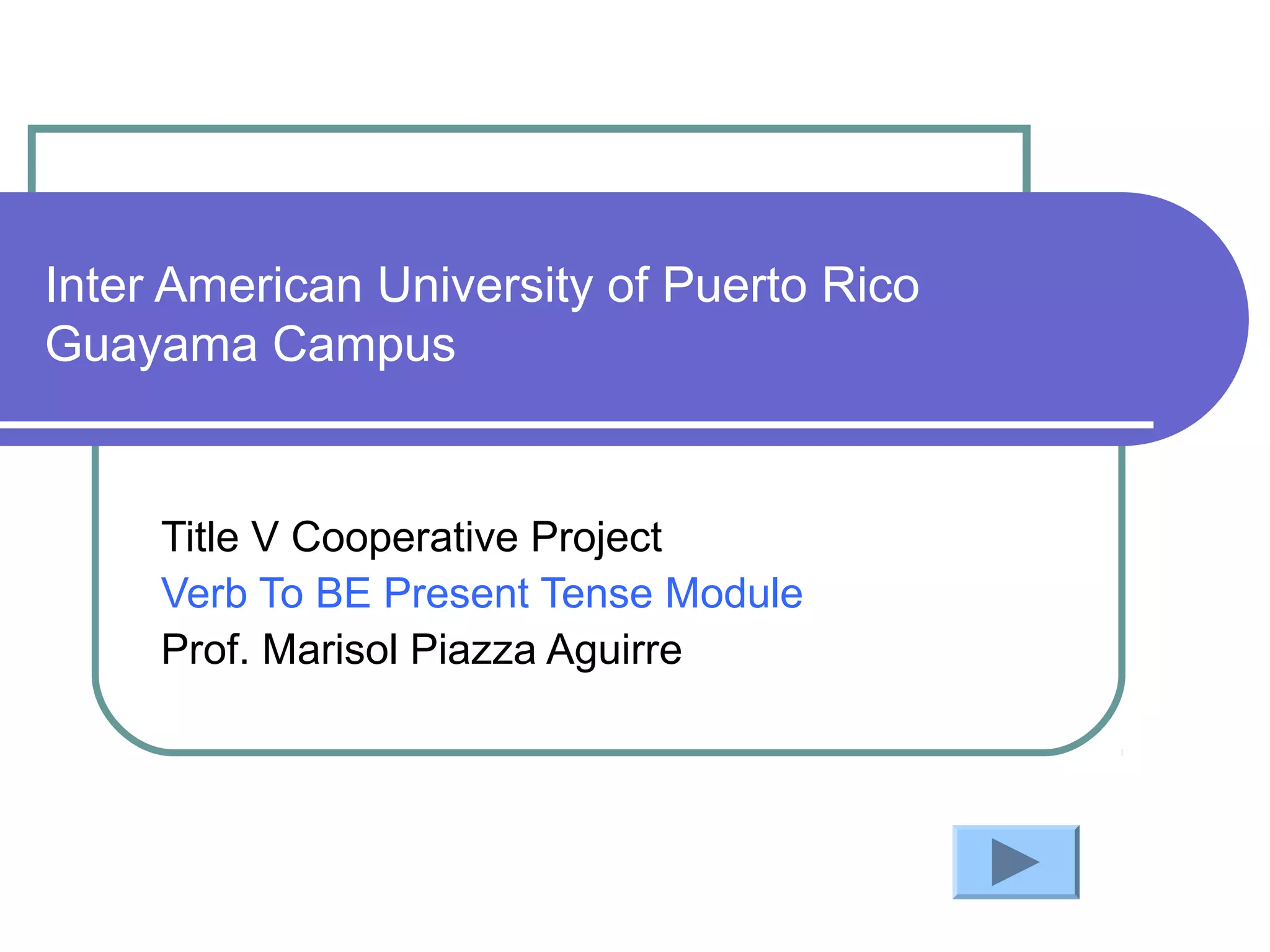 Verb be present tense | PPT