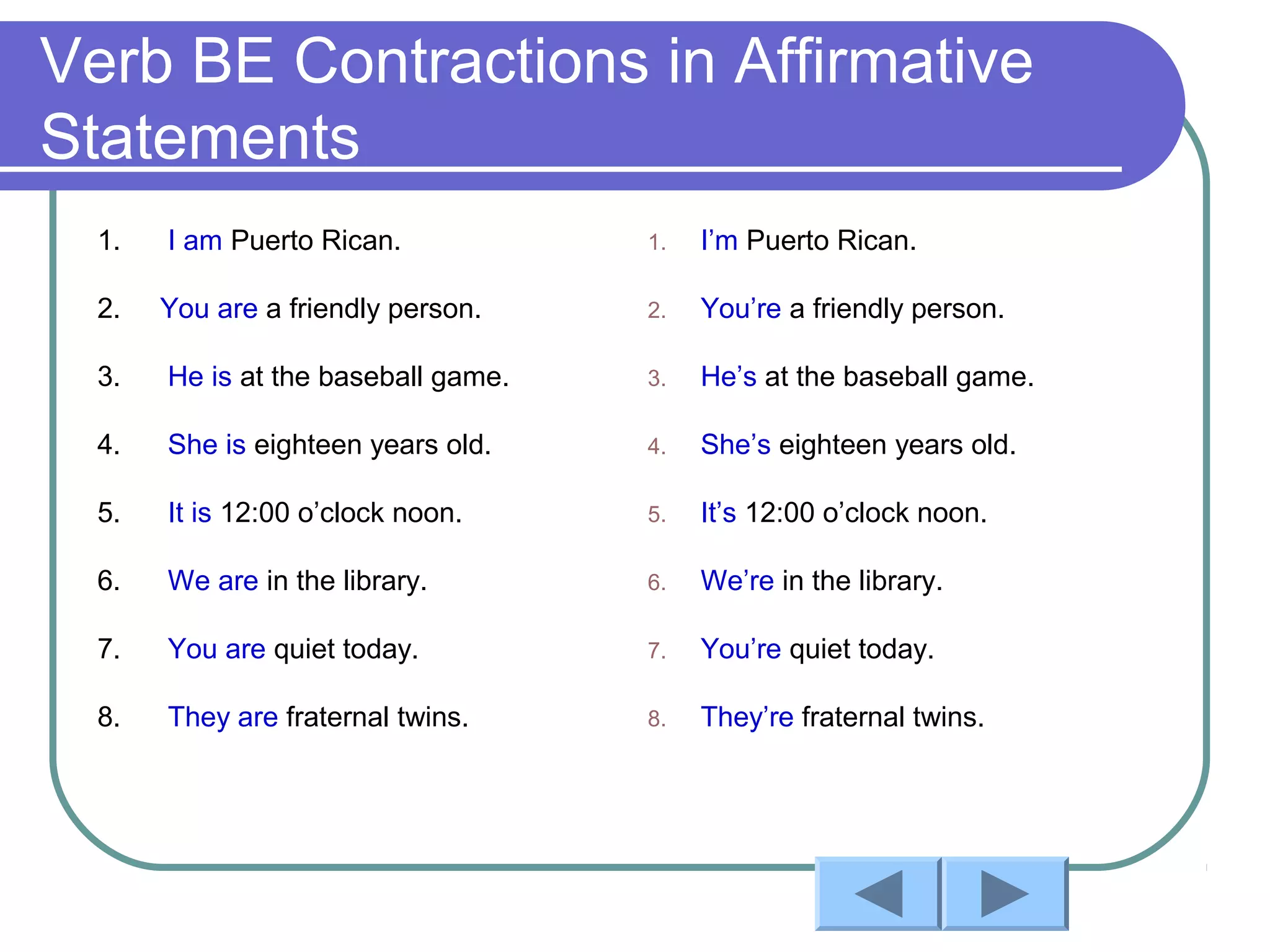 Verb be present tense | PPT