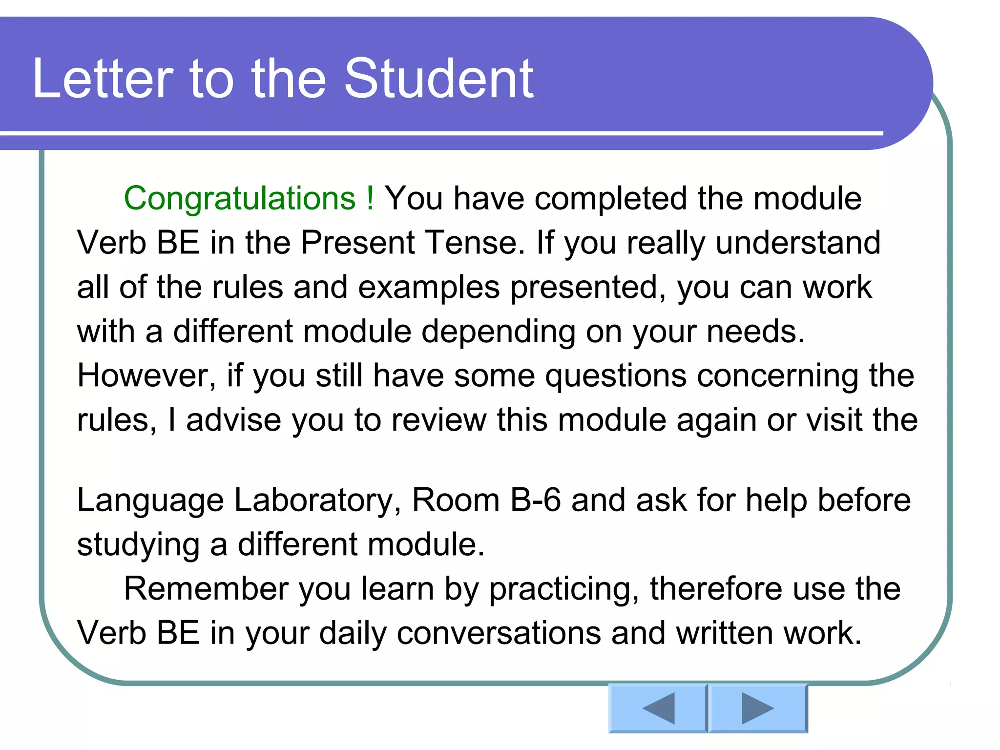 Verb be present tense | PPT