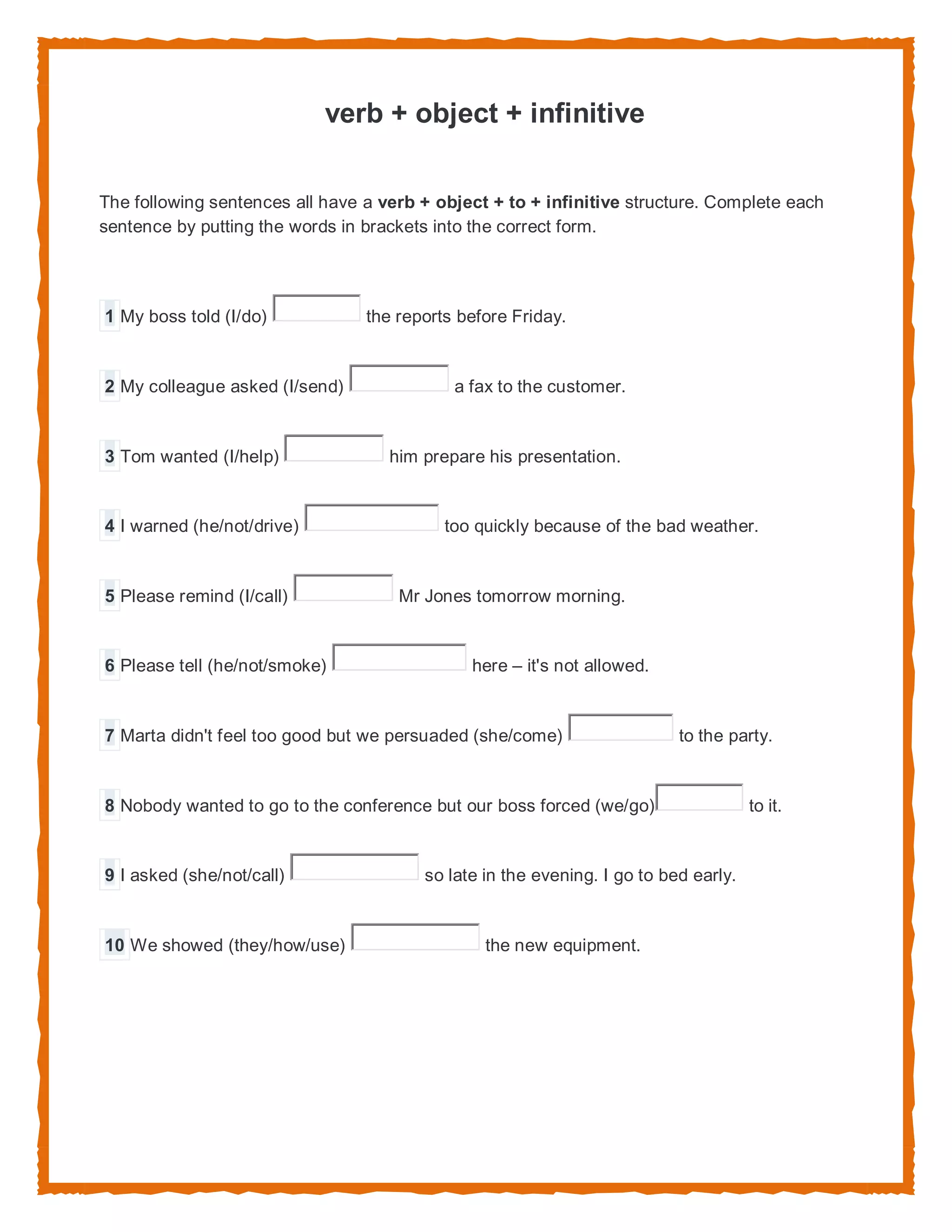 Verb object-infinitive | PDF