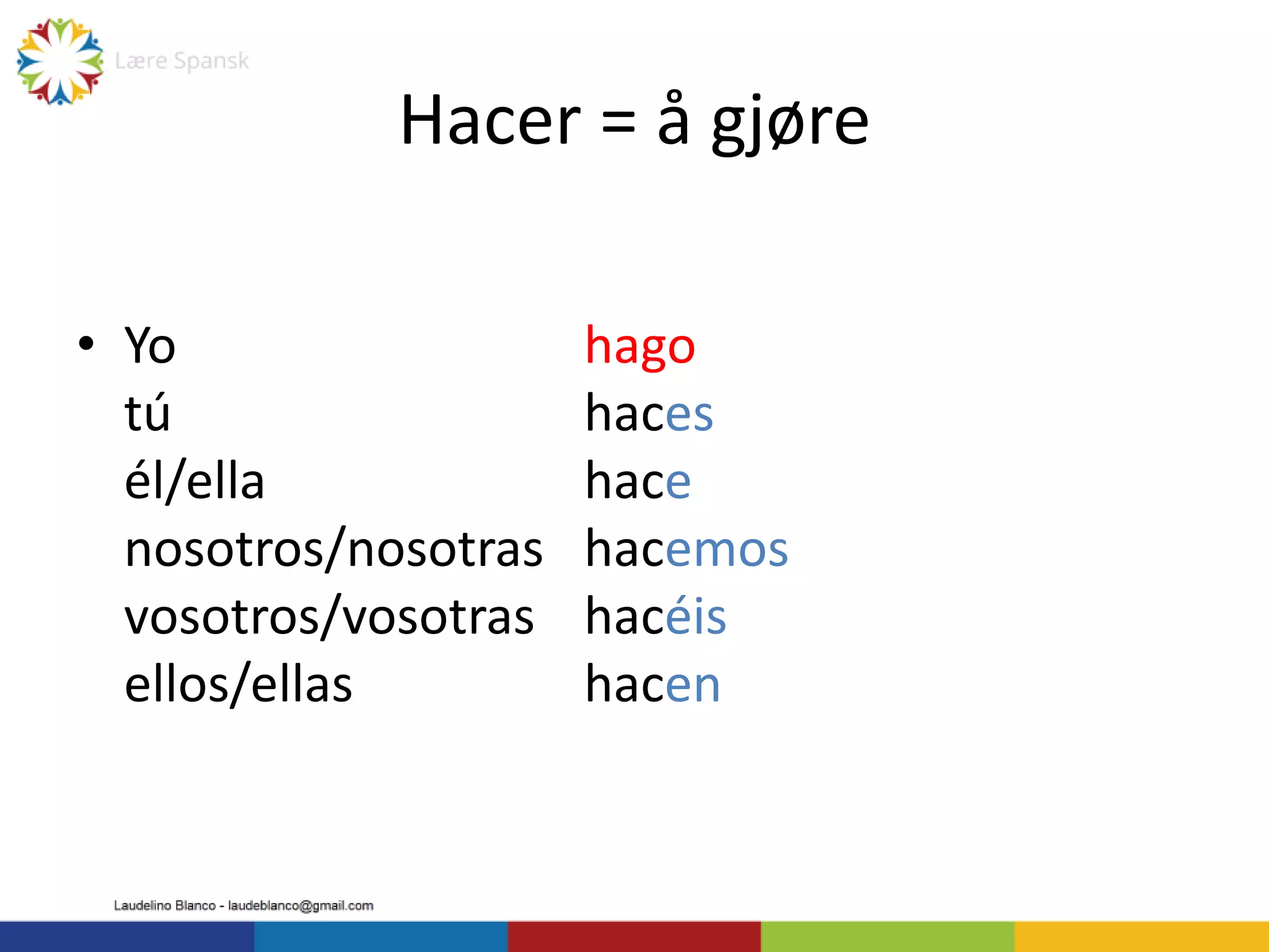 Verb presens hacer | PPTX