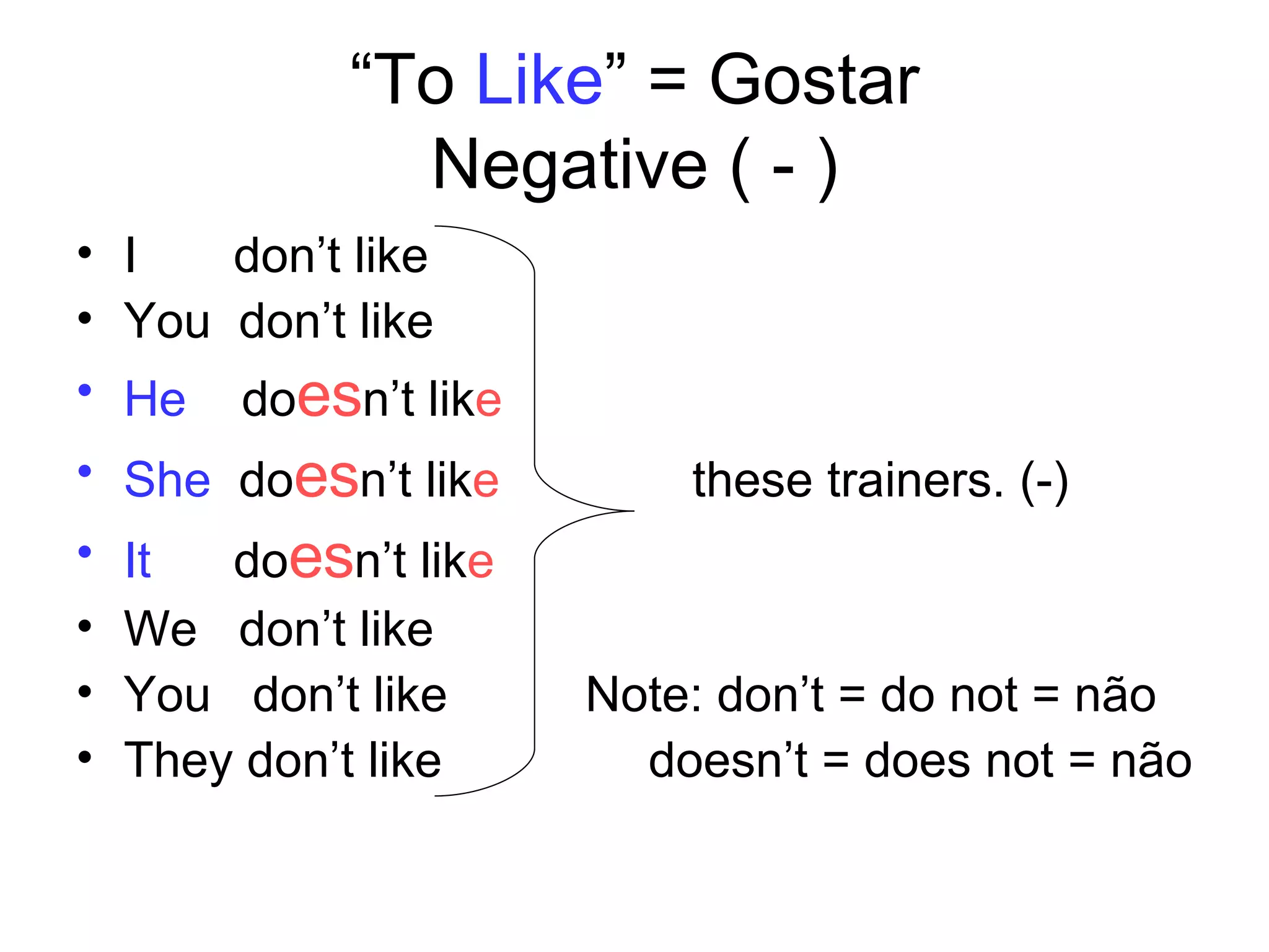 Verb To Like | PPT