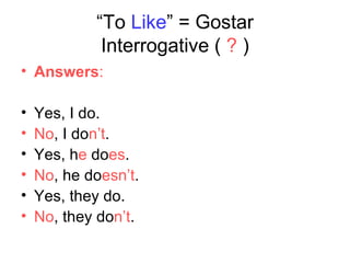Verb To Like | PPT
