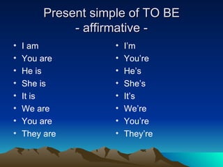 Verb to be | PPT