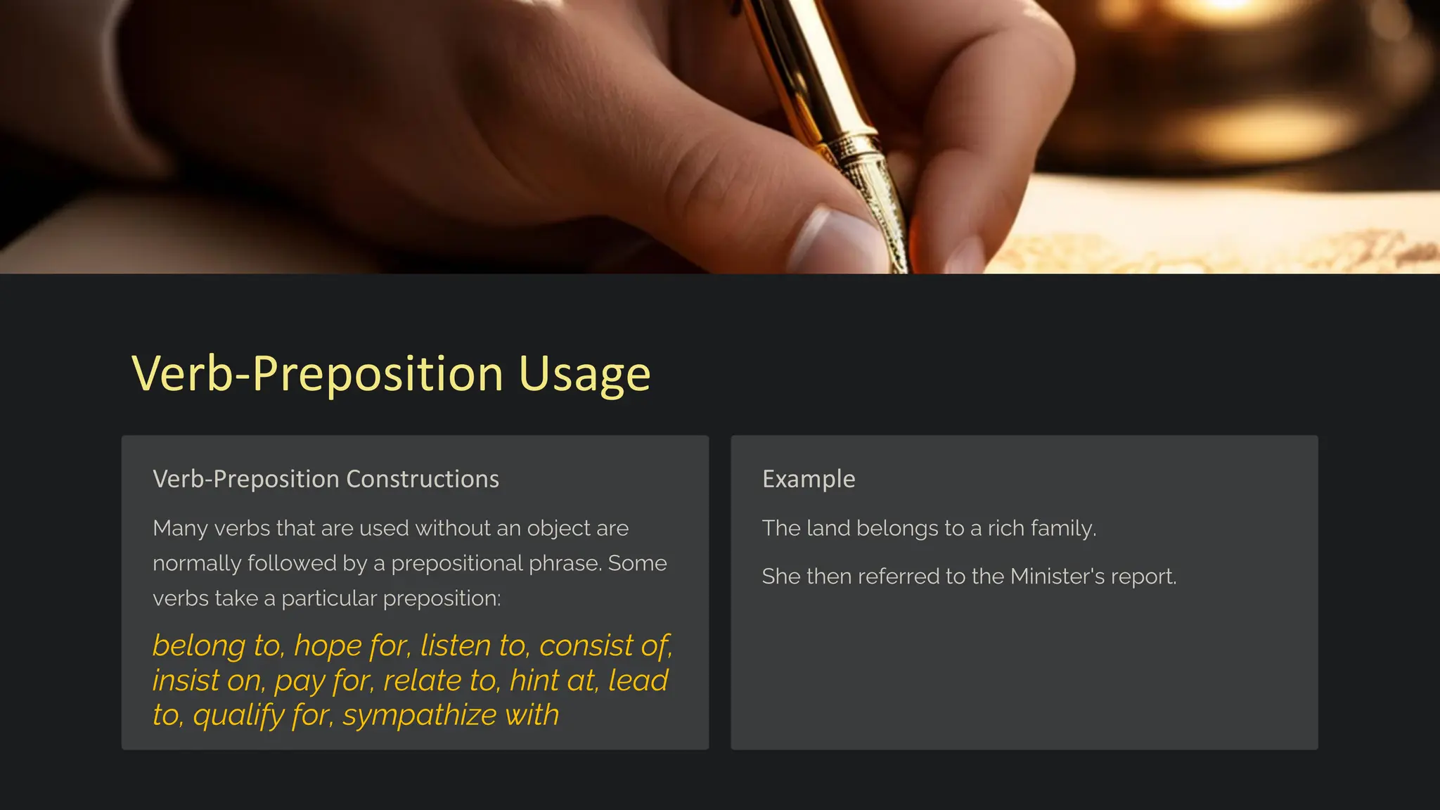 Verb-with-Prepositions in Enlish Subject | PPT