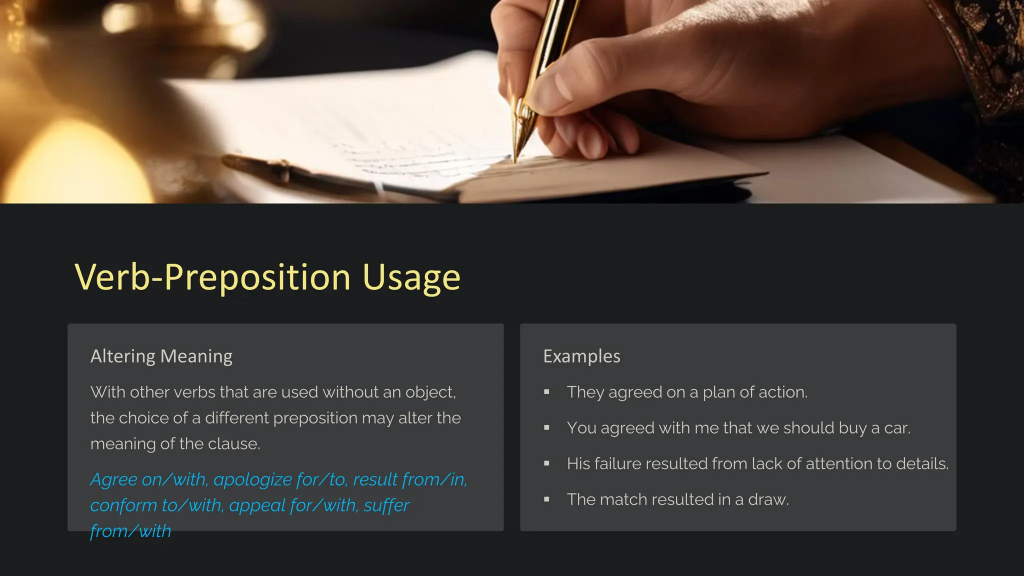 Verb-with-Prepositions in Enlish Subject | PPT