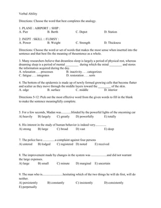 Verbal ability 1 (1) | DOCX | Board Games and Puzzles | Games and Puzzles