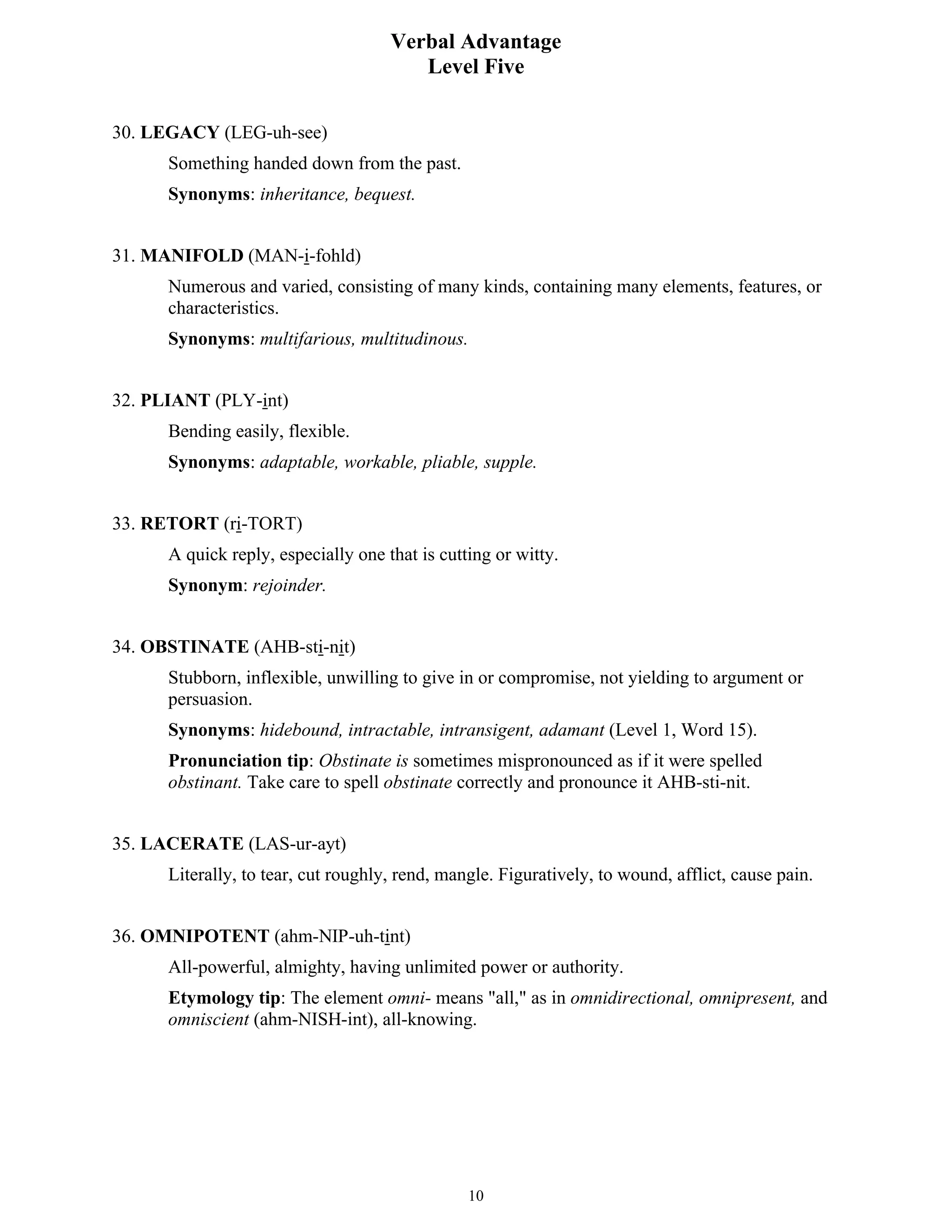 Verbal advantage level 1 | PDF