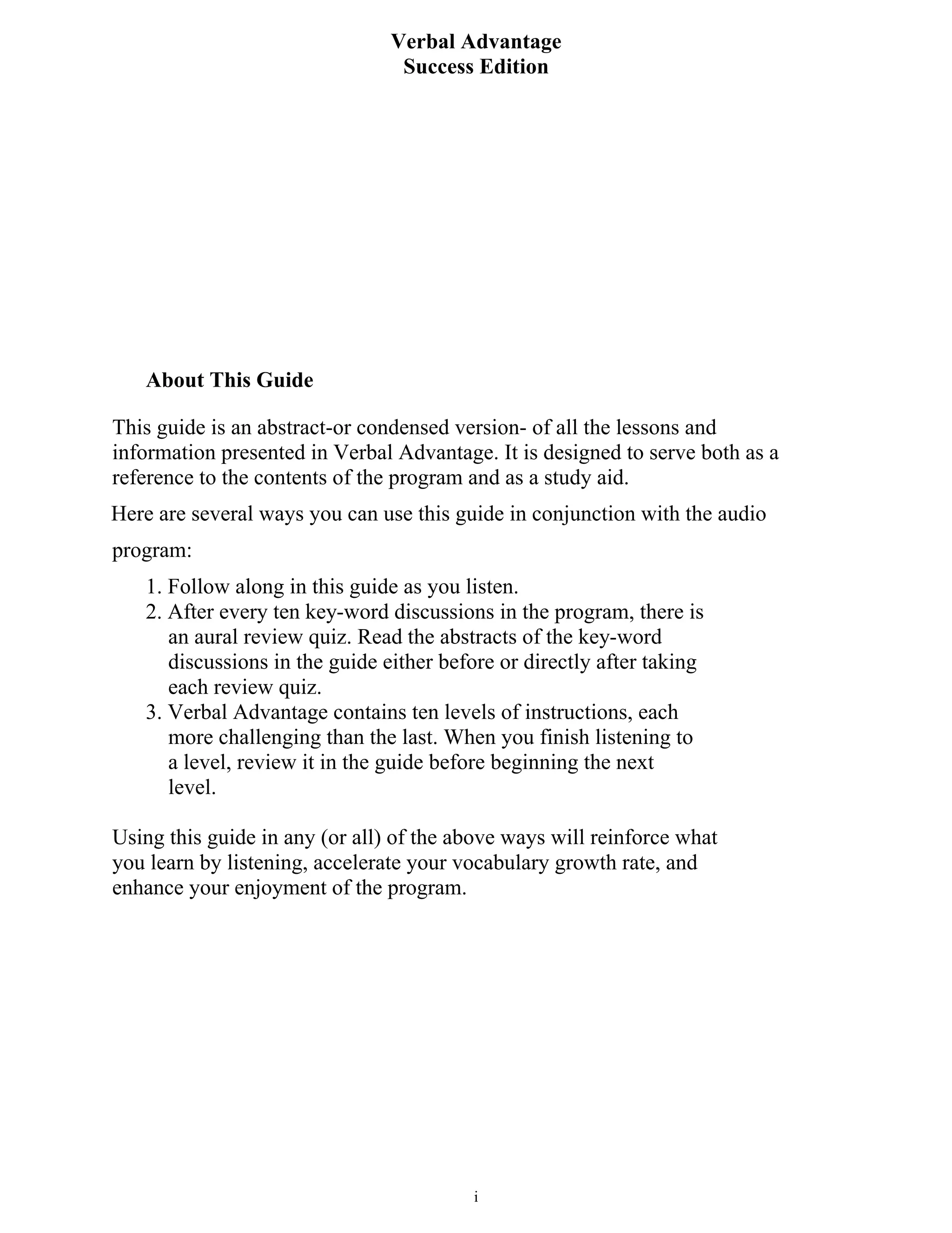 Verbal advantage level 1 | PDF