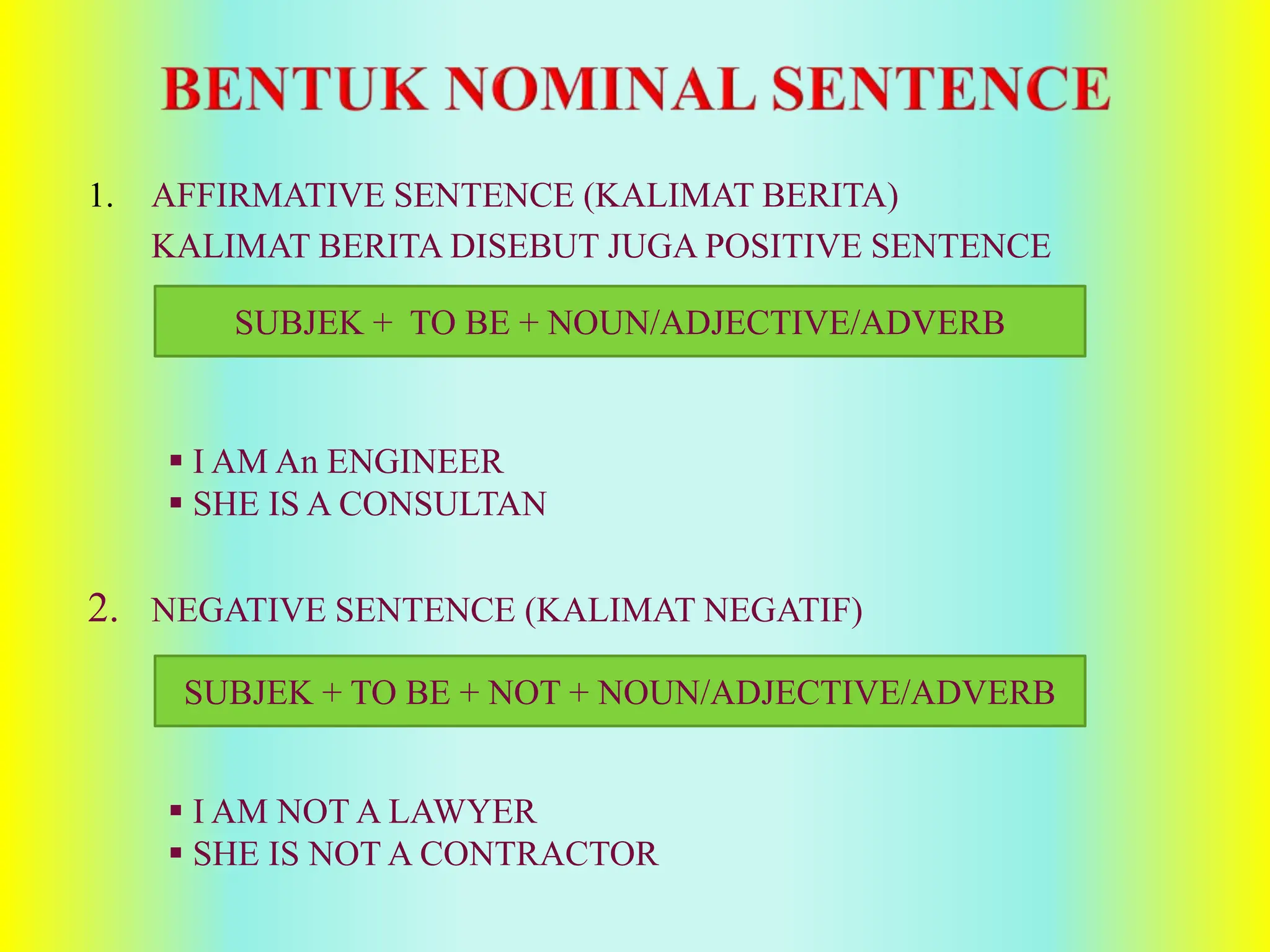 Verbal and nominal sentences di bahasa inggris | PPTX