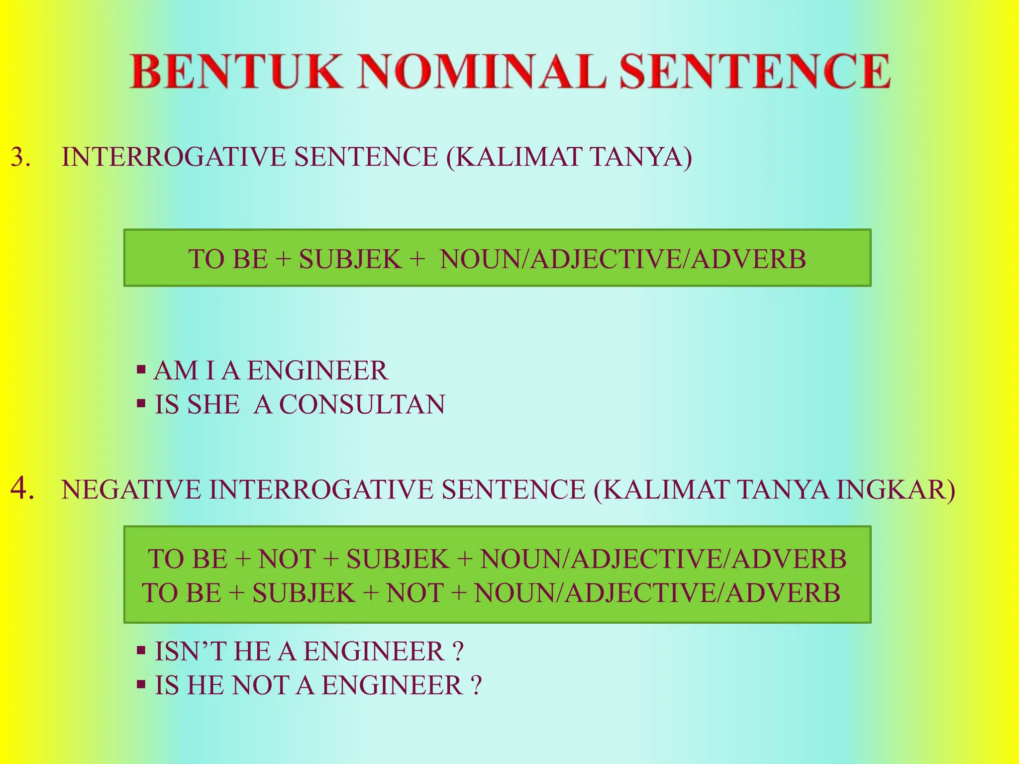 Verbal and nominal sentences di bahasa inggris | PPTX