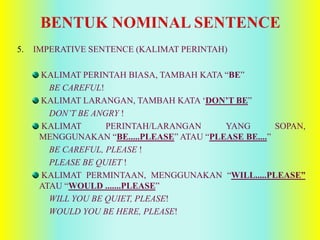 Verbal and nominal sentences di bahasa inggris | PPTX