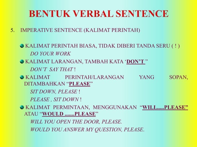 Verbal and nominal sentences di bahasa inggris | PPTX