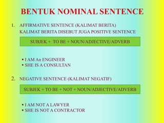 Verbal and nominal sentences di bahasa inggris | PPTX