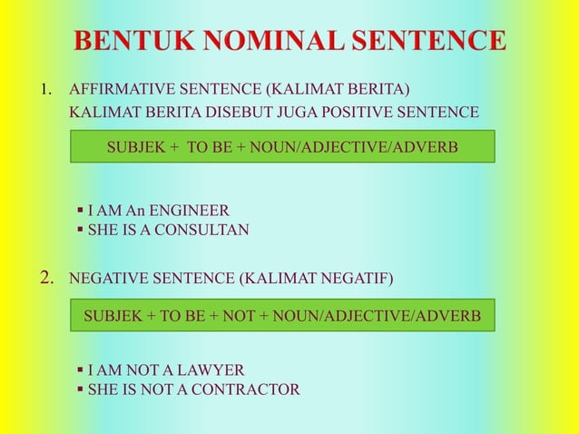 Verbal and nominal sentences di bahasa inggris | PPTX