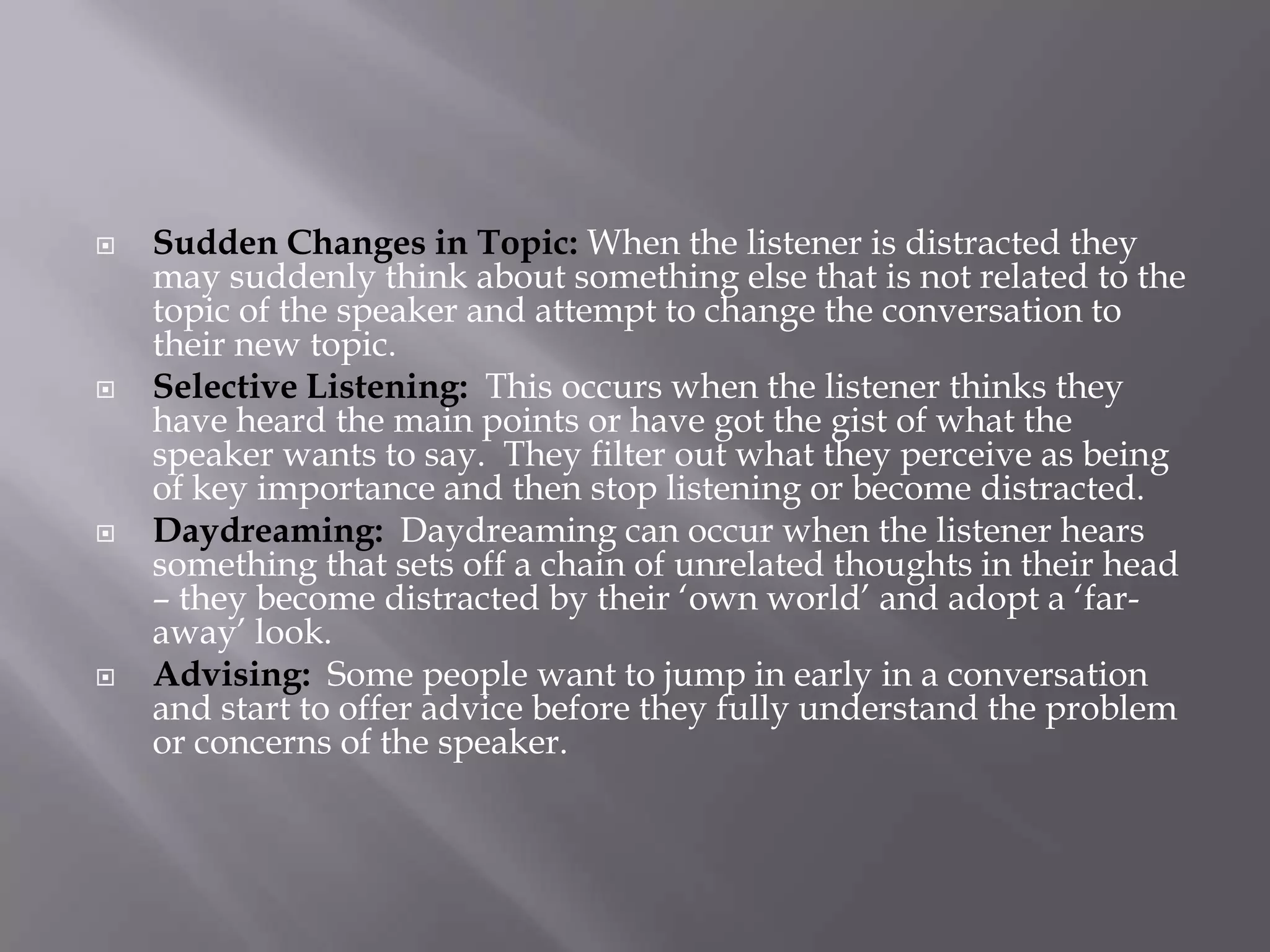 Verbal and non verbal signs of ineffective listening | PPTX