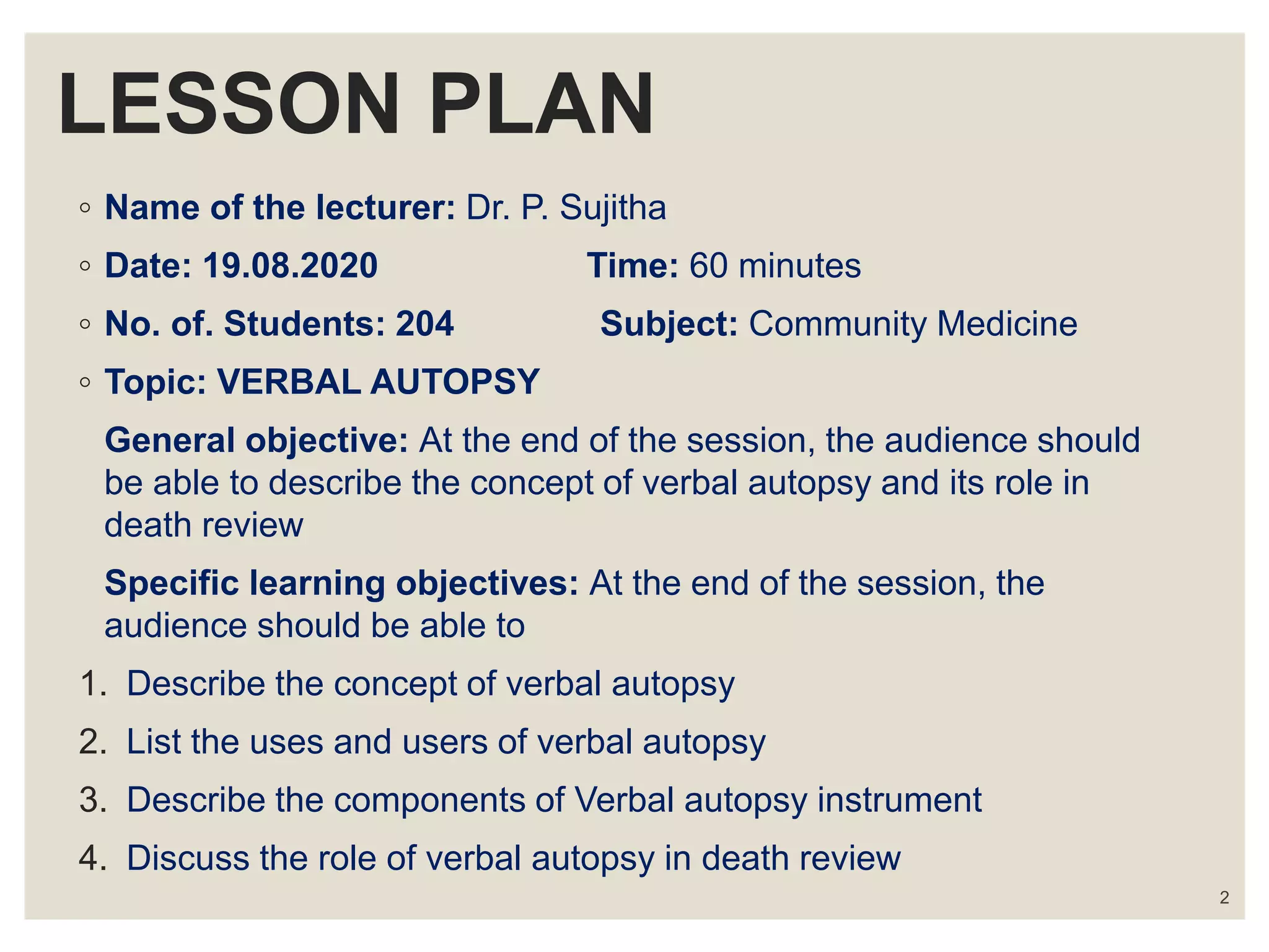 Verbal autopsy | PPTX