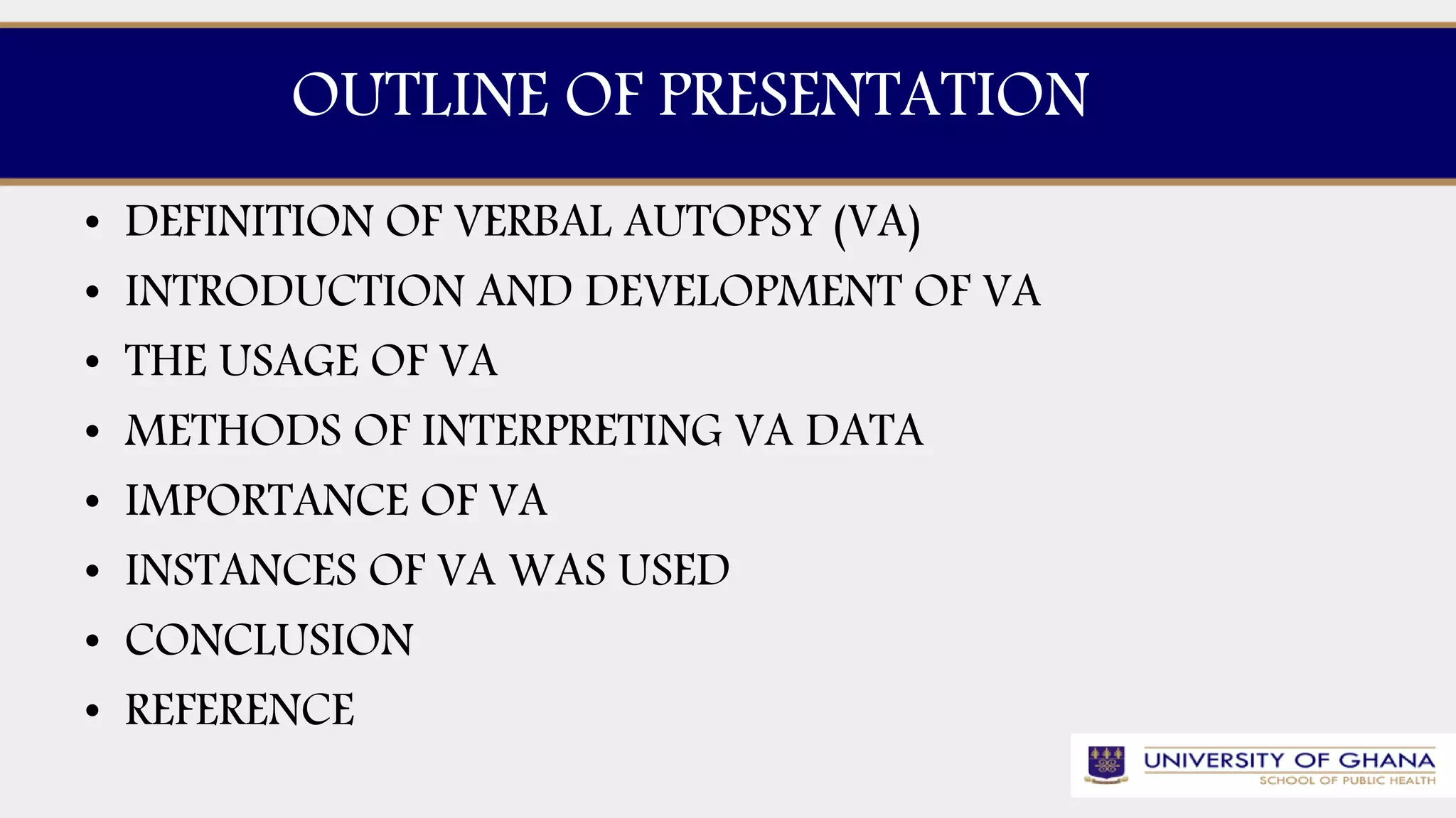 Verbal autopsy (va) | PPTX