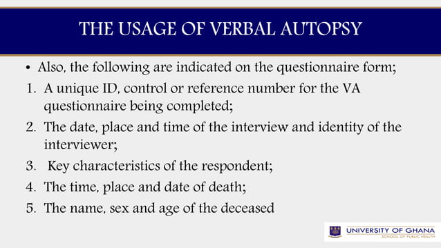 Verbal autopsy (va) | PPTX