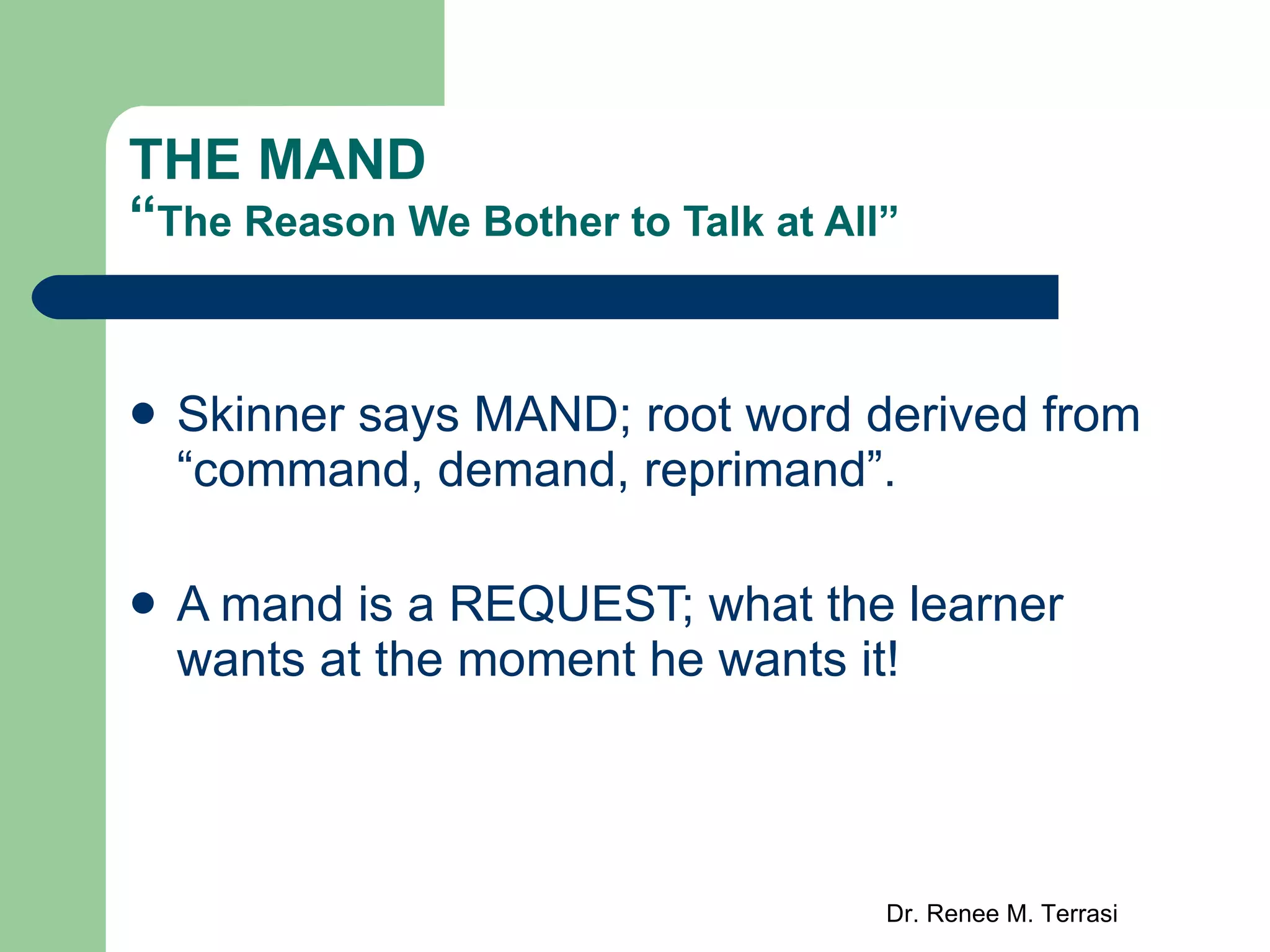 Verbal behavior introduction | PPT