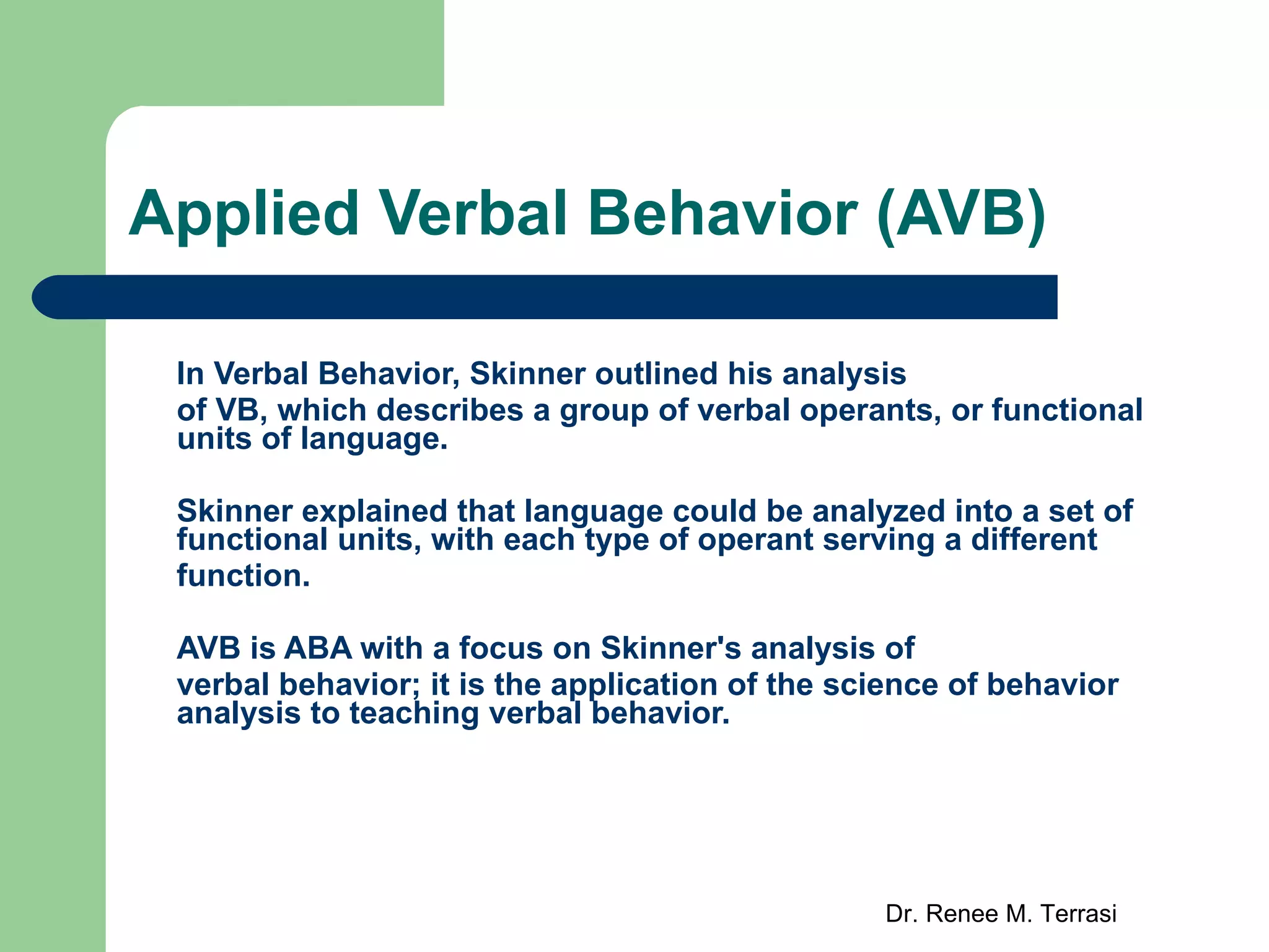 Verbal behavior introduction | PPT