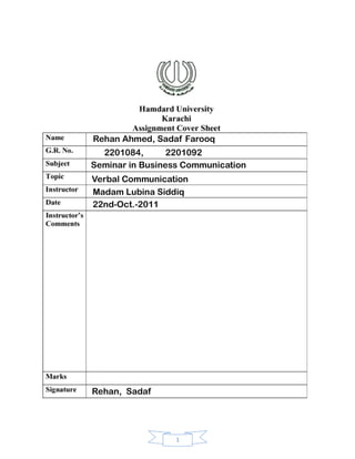 Verbal communication report | PDF