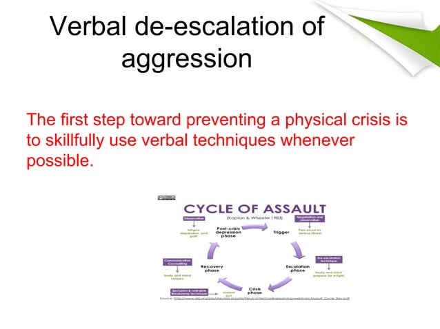 Verbal deescalation techniques in mental health settings | PPT | First Aid | Injuries