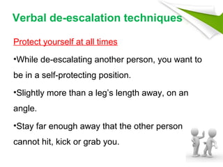 Verbal deescalation techniques in mental health settings | PPT