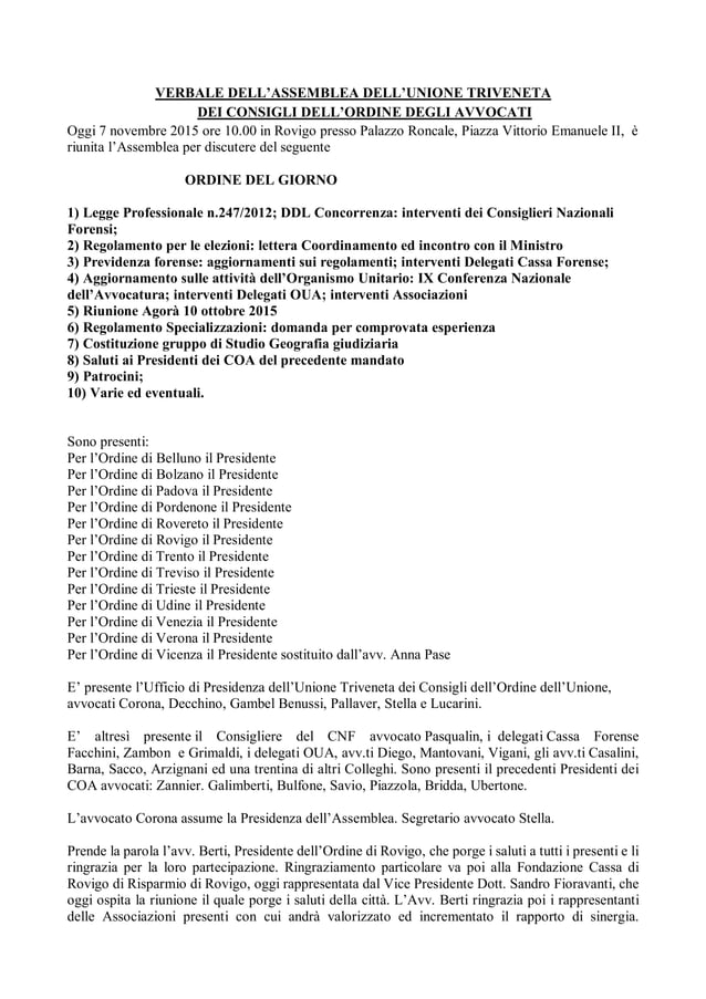 Unione Triveneta degli Ordini Forensi - Verbale rovigo 7 novembre 2015 ...