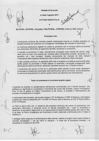 Verbale di accordo 04.08.2017 commessa amazon | PDF