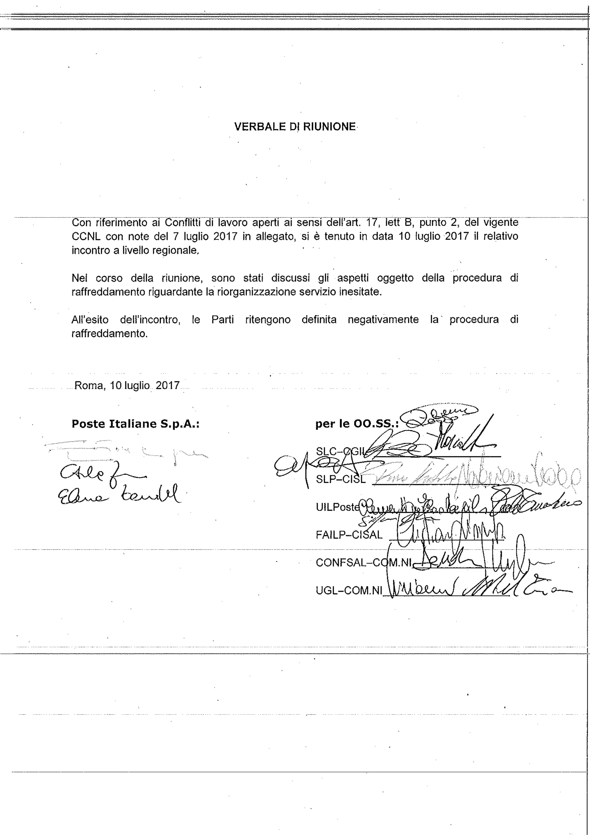 Verbale di riunione del 10.7.2017