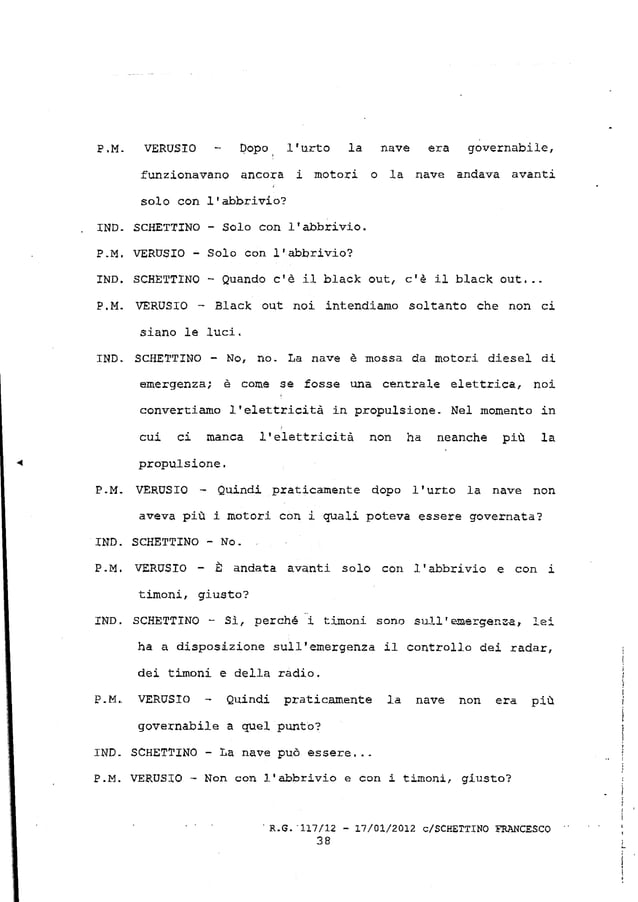 Verbale interrogatorio schettino | PDF