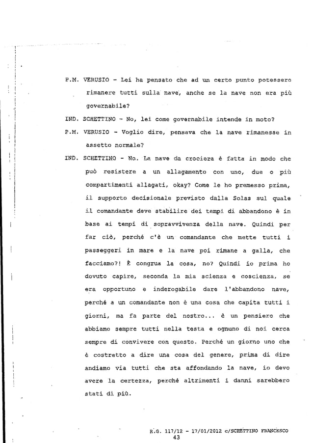 Verbale interrogatorio schettino | PDF