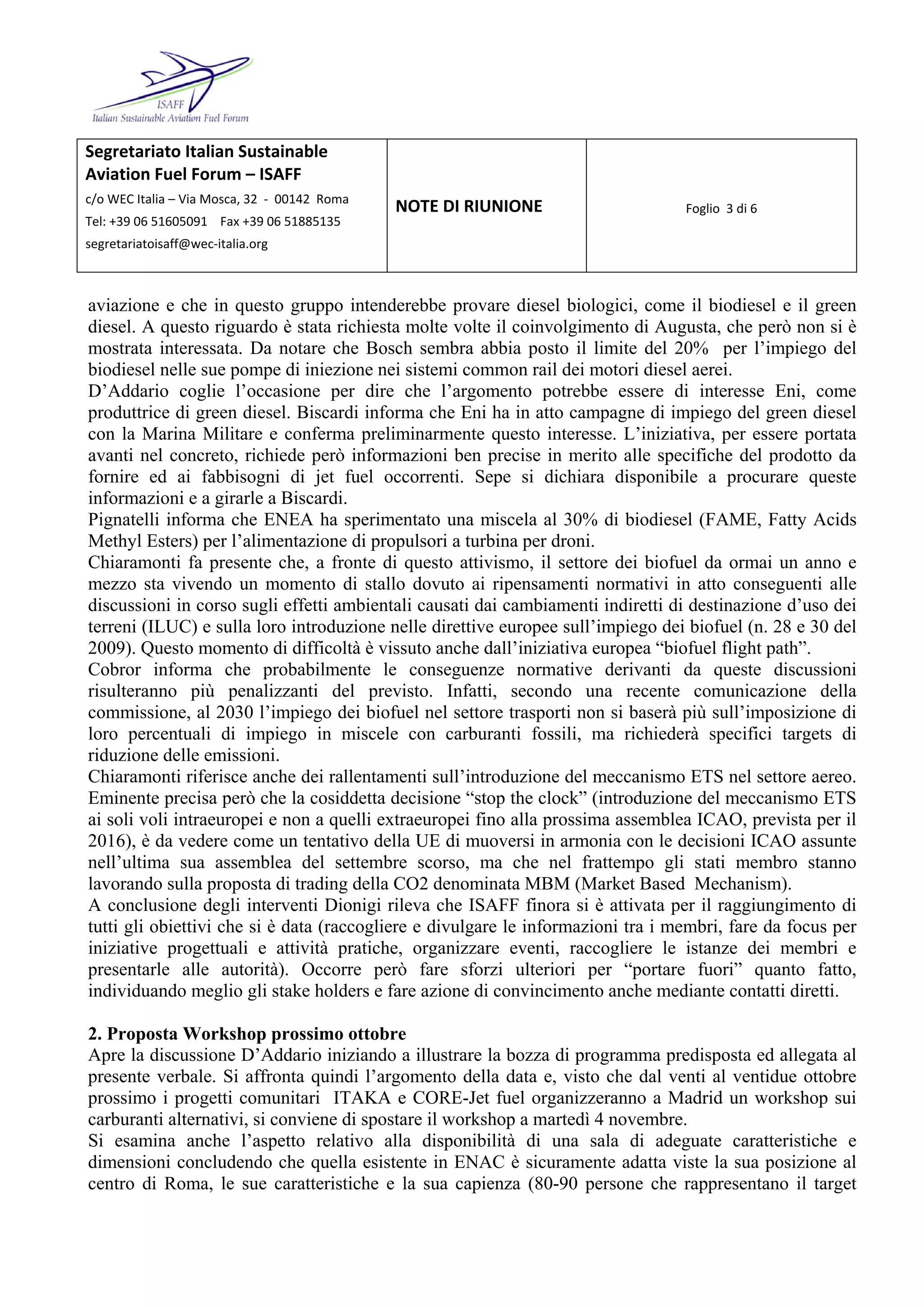 Forum ISAFF Verbale terza riunione plenaria 5 giugno 2014 | PDF