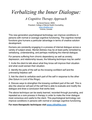 Verbalizing Your Inner Dialogue | PDF | Mental Health | Diseases and ...