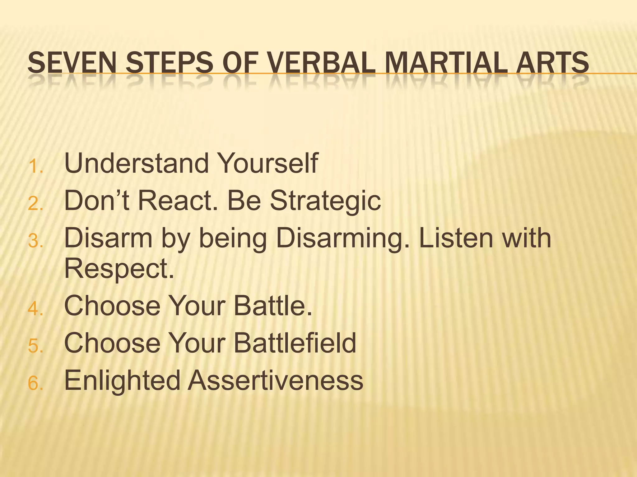 Verbal martial arts. Teaching Conflict Skills to Incarcerated Adults | PPTX