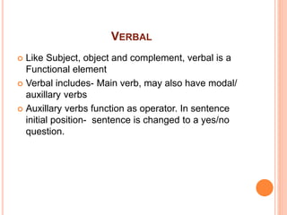 Verbal, Noun Phrase and Relationals | PPT