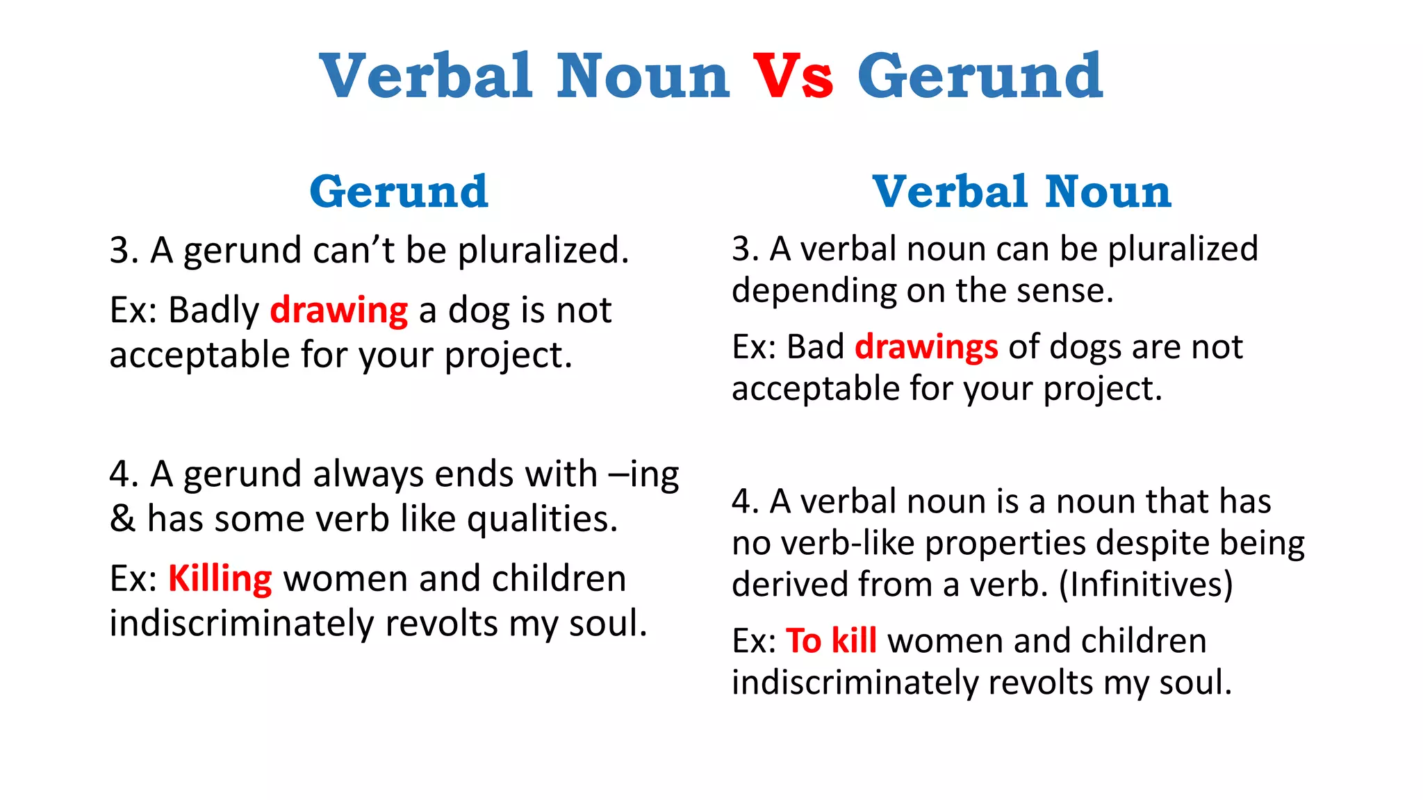 Verbal noun vs gerrund | PPT