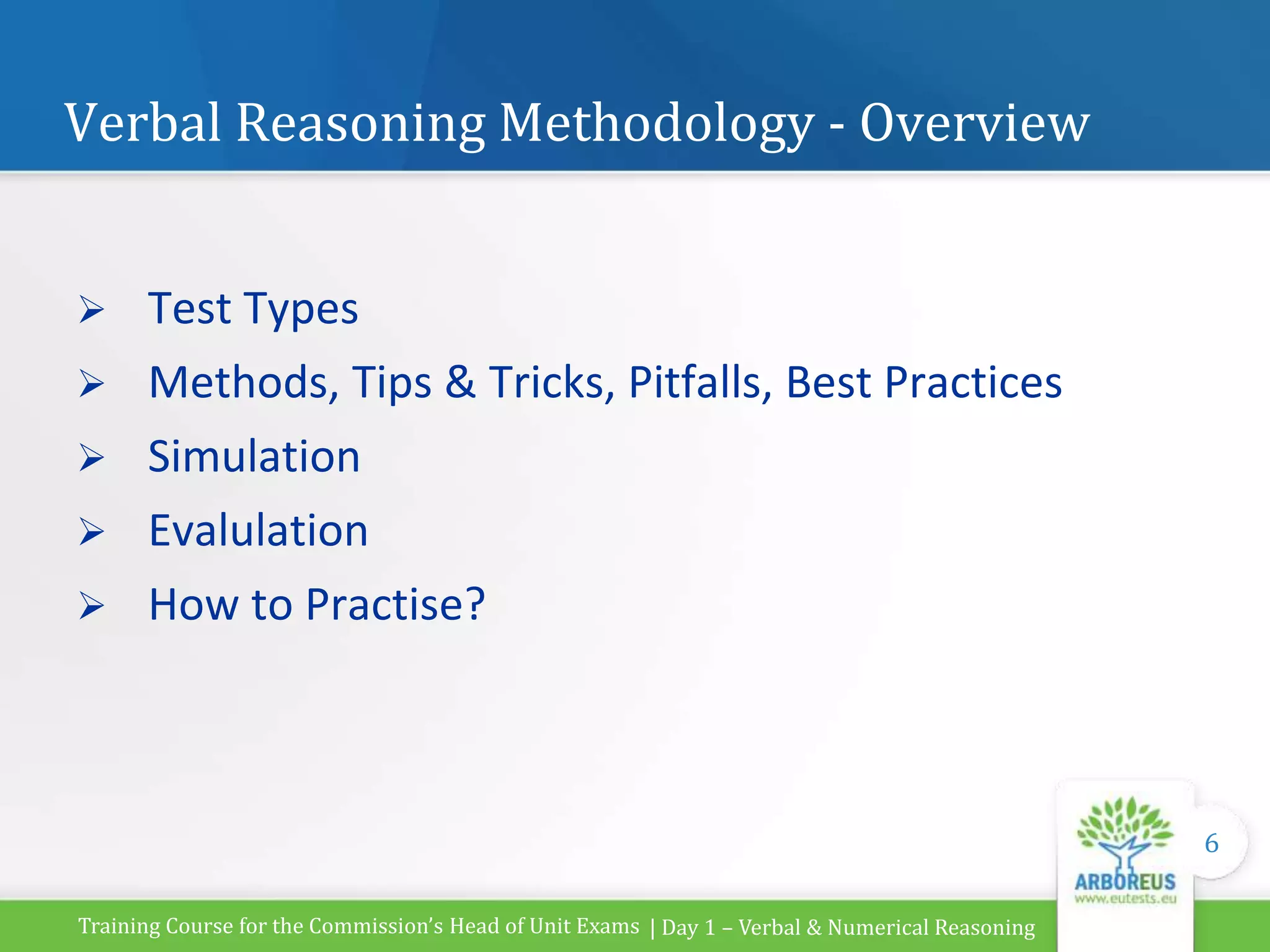 Sample from Arboreus EU Academy Verbal & Numerical Reasoning Training ...