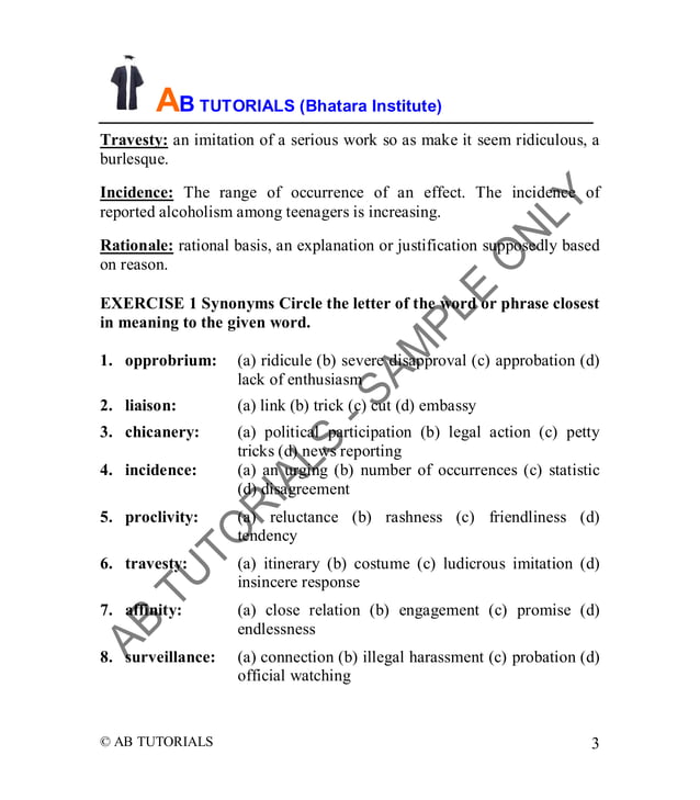 Verbal Reasoning CLAT Sample Test | PDF