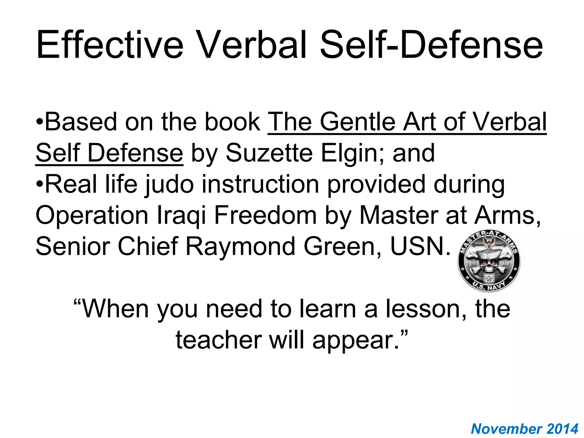 Verbal self defense | PPT