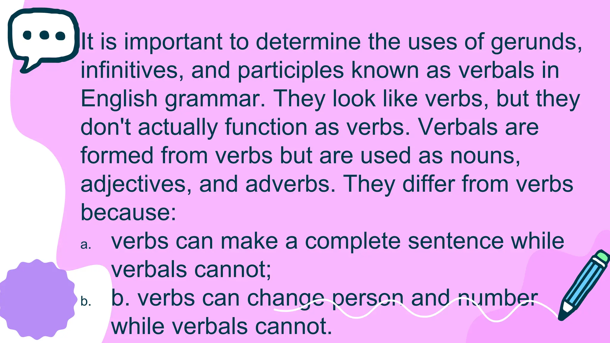 verbals(gerund, Infinitives, and participles).pptx | Dance | Fine Art