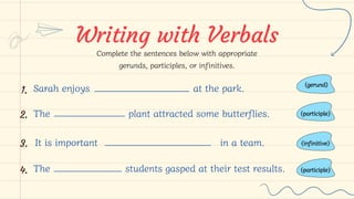 Verbals, Gerunds and Participles Lesson for Middle School.pptx