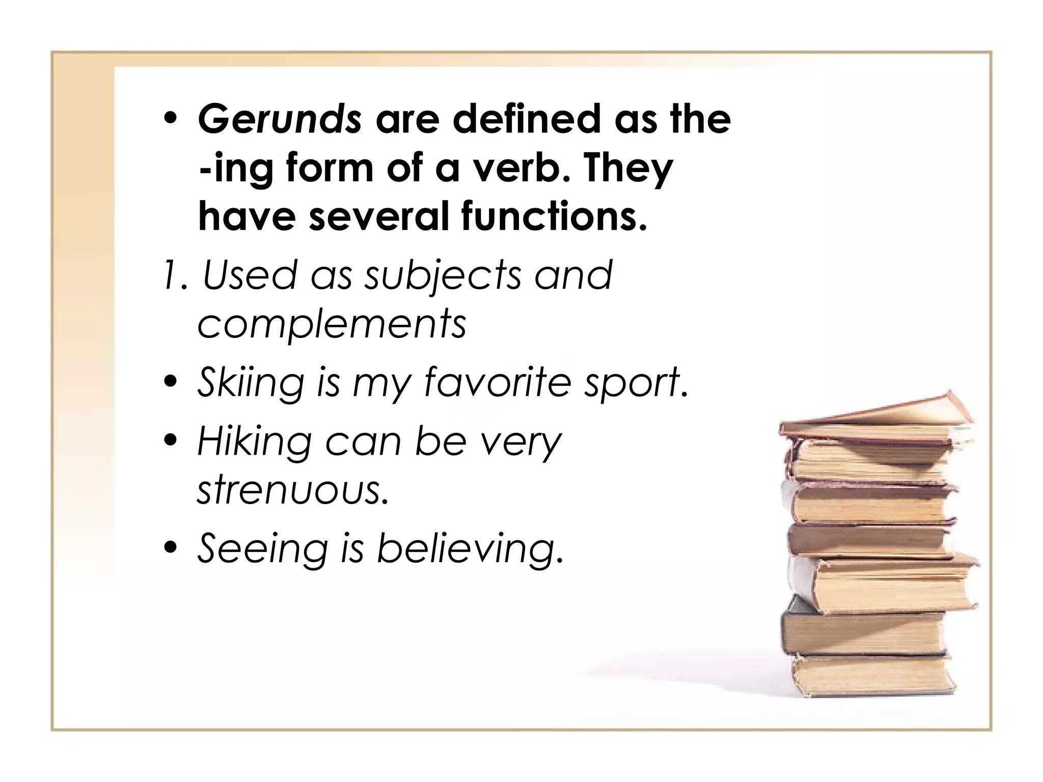 Verbals (infinitives, participles, gerunds) | PPT