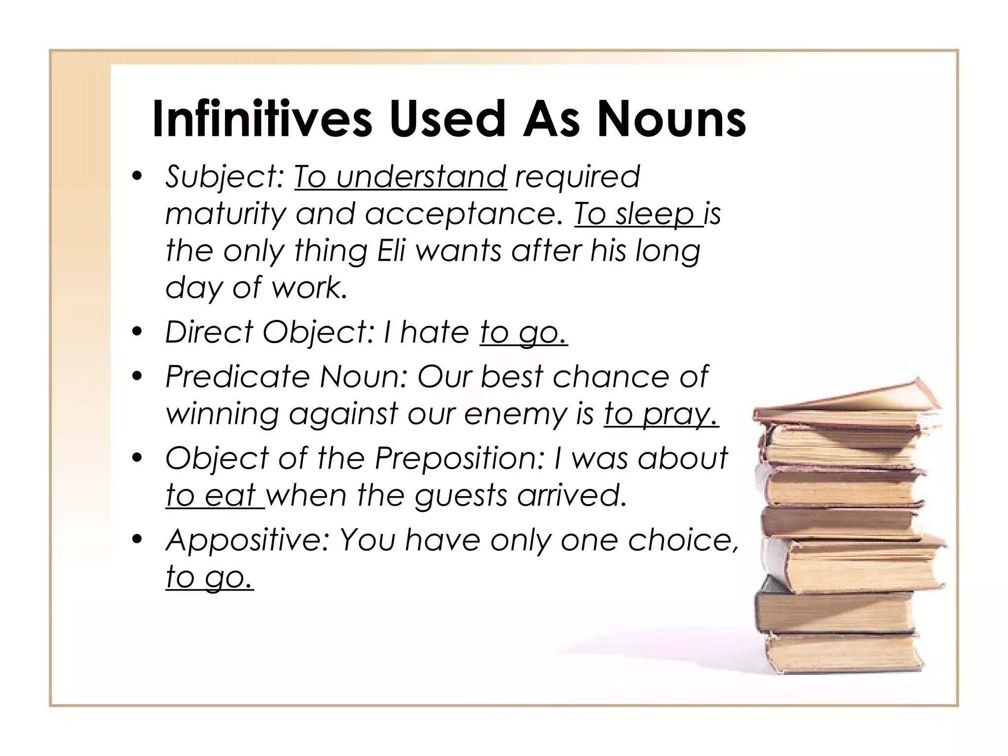 Verbals (infinitives, participles, gerunds) | PPT